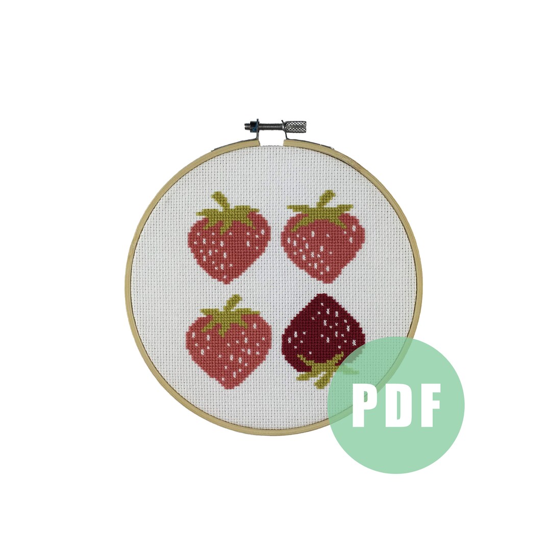 Modern Cross Stitch Strawberry Pattern Pdf Cross Stitch - Etsy