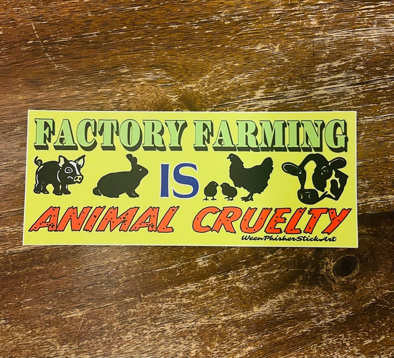 Factory Farming is Animal Cruelty Bumper Sticker 8x4 Item - Etsy