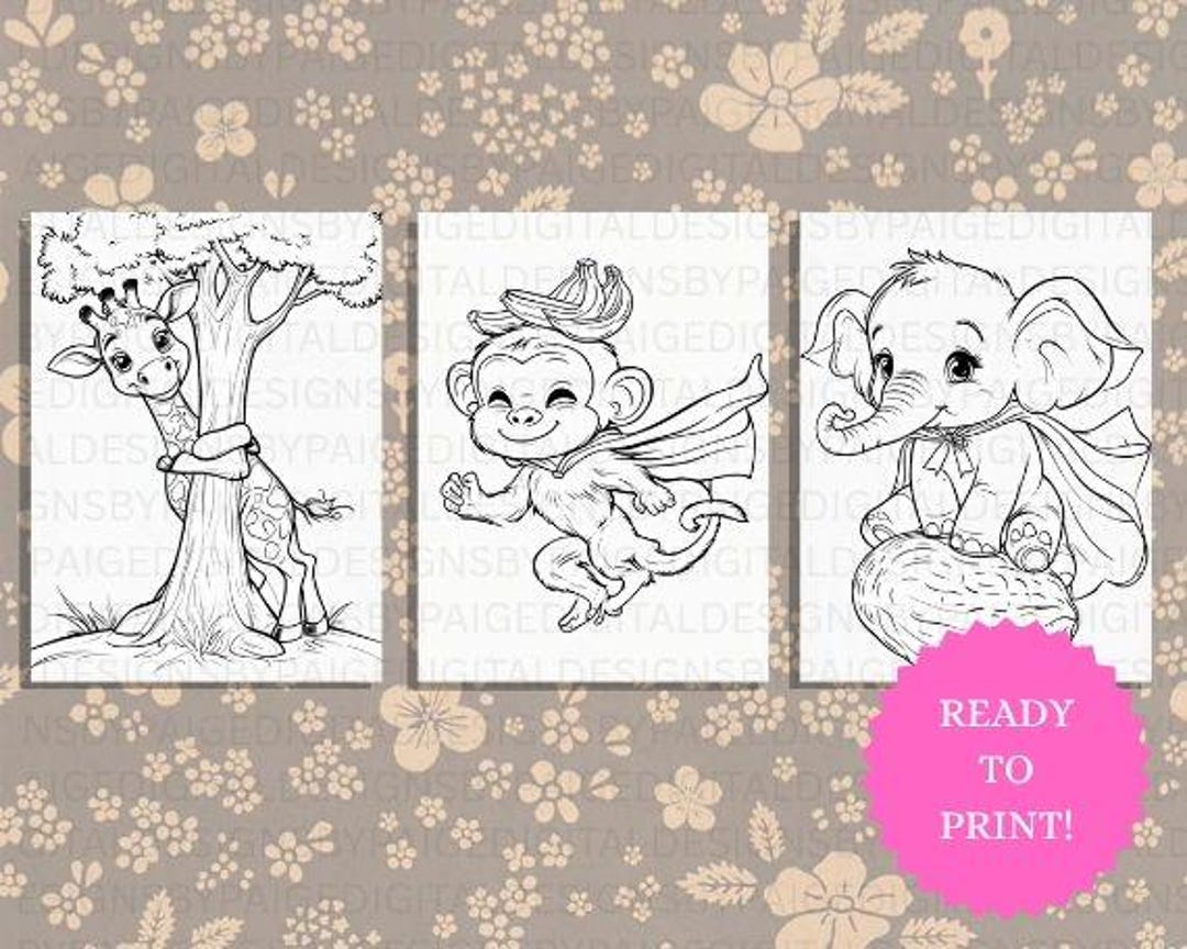 3 Set – "color Me Wild! – Cute Animal Coloring Pages for Kids ...