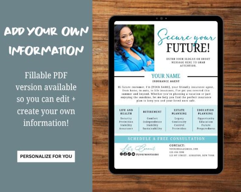 Editable Insurance Agent Flyer Template | Canva Printable Marketing ...