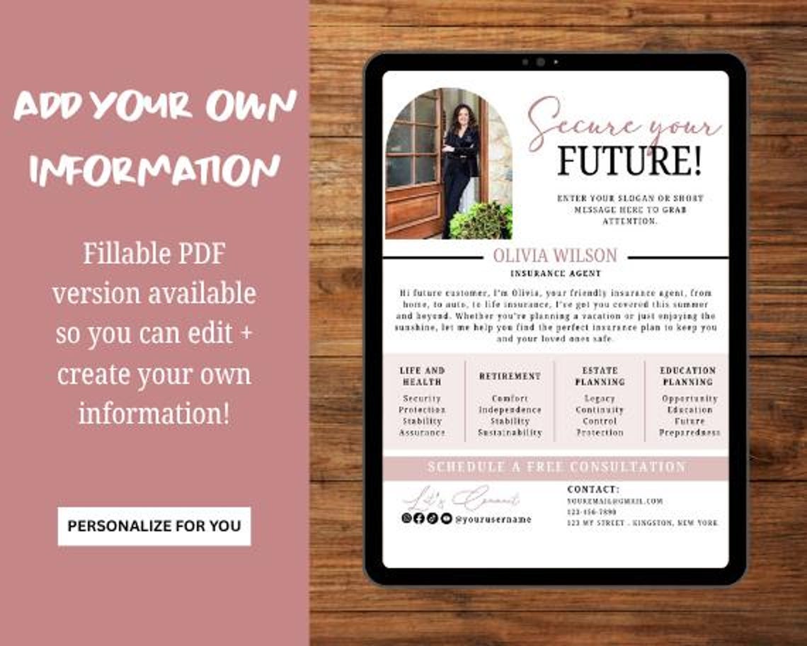 Editable Insurance Agent Flyer Template | Canva Fillable PDF | Real ...