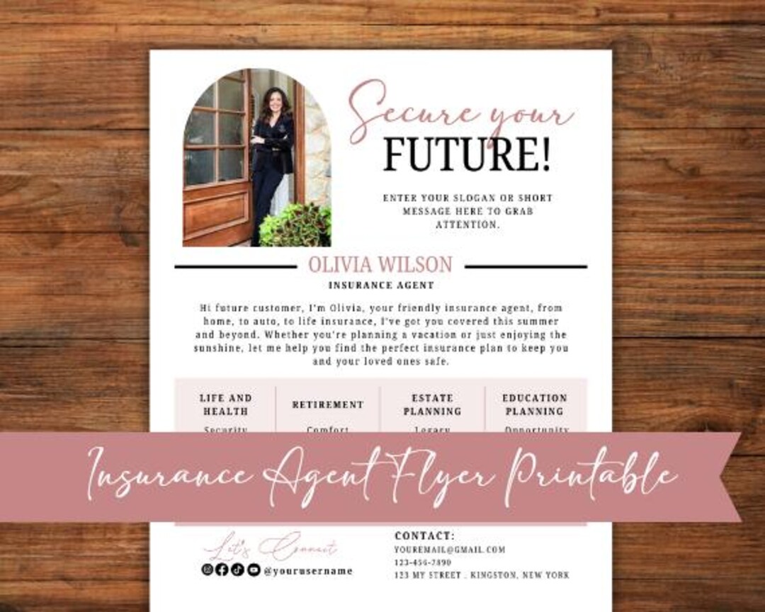 Editable Insurance Agent Flyer Template | Canva Fillable PDF | Real ...