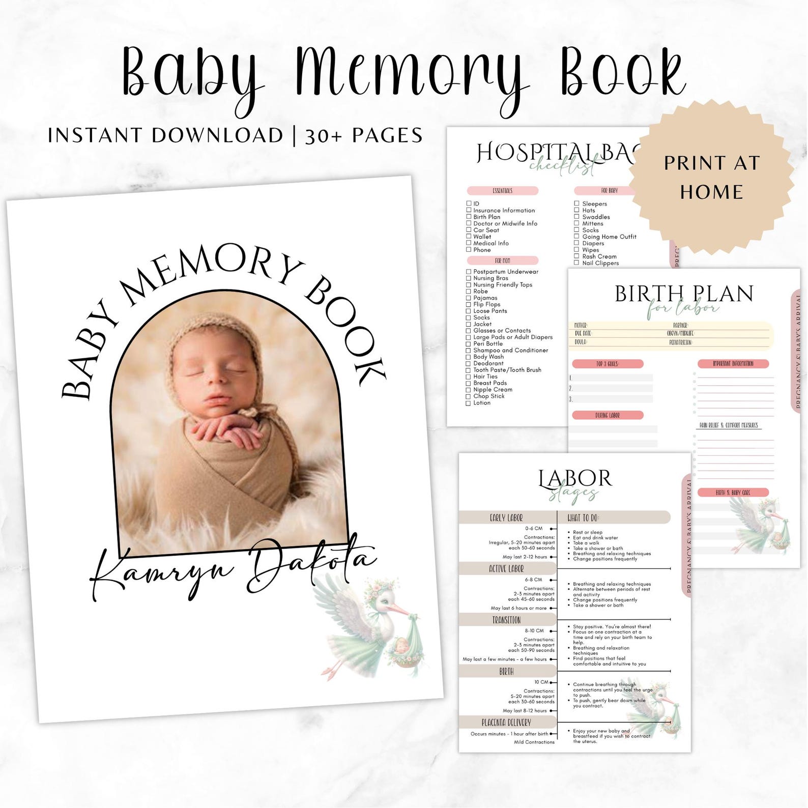 Printable Baby Memory Book + Newborn Template Bundle | 30+ Pages | Baby ...