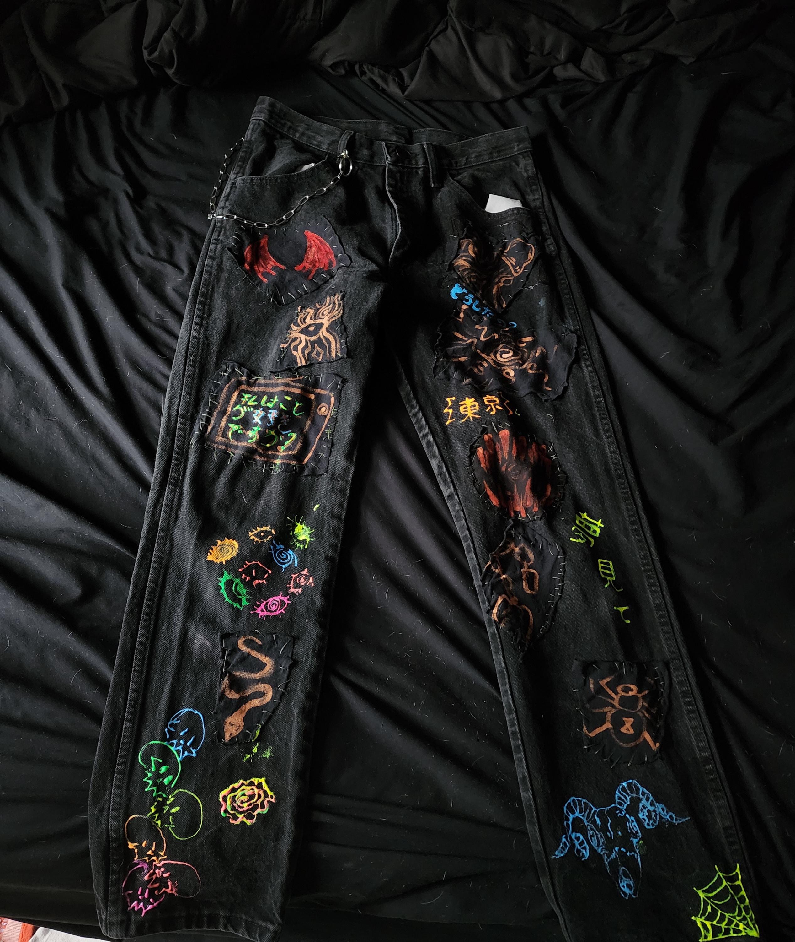 Alternative Jeans With Chain| Alternative Clothes| Handmade Jeans ...