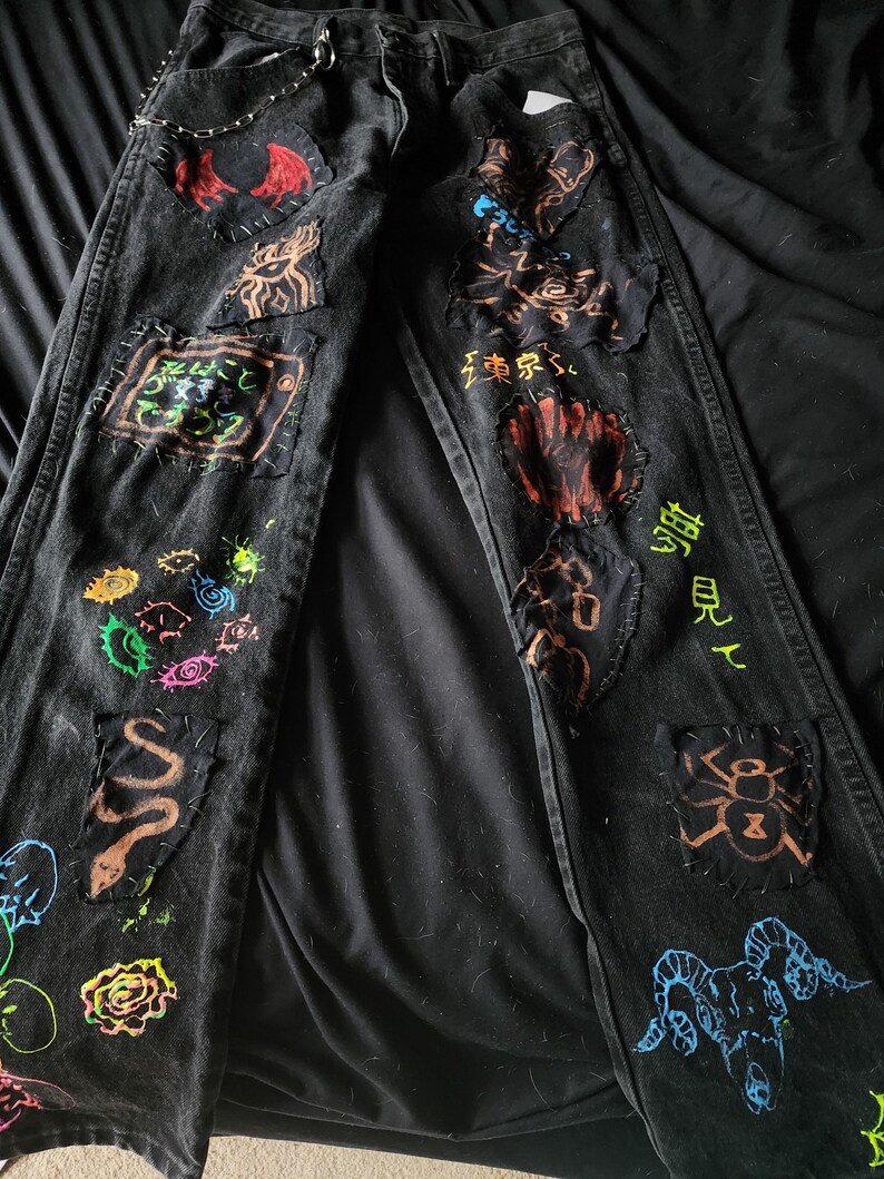 Alternative Jeans With Chain| Alternative Clothes| Handmade Jeans ...