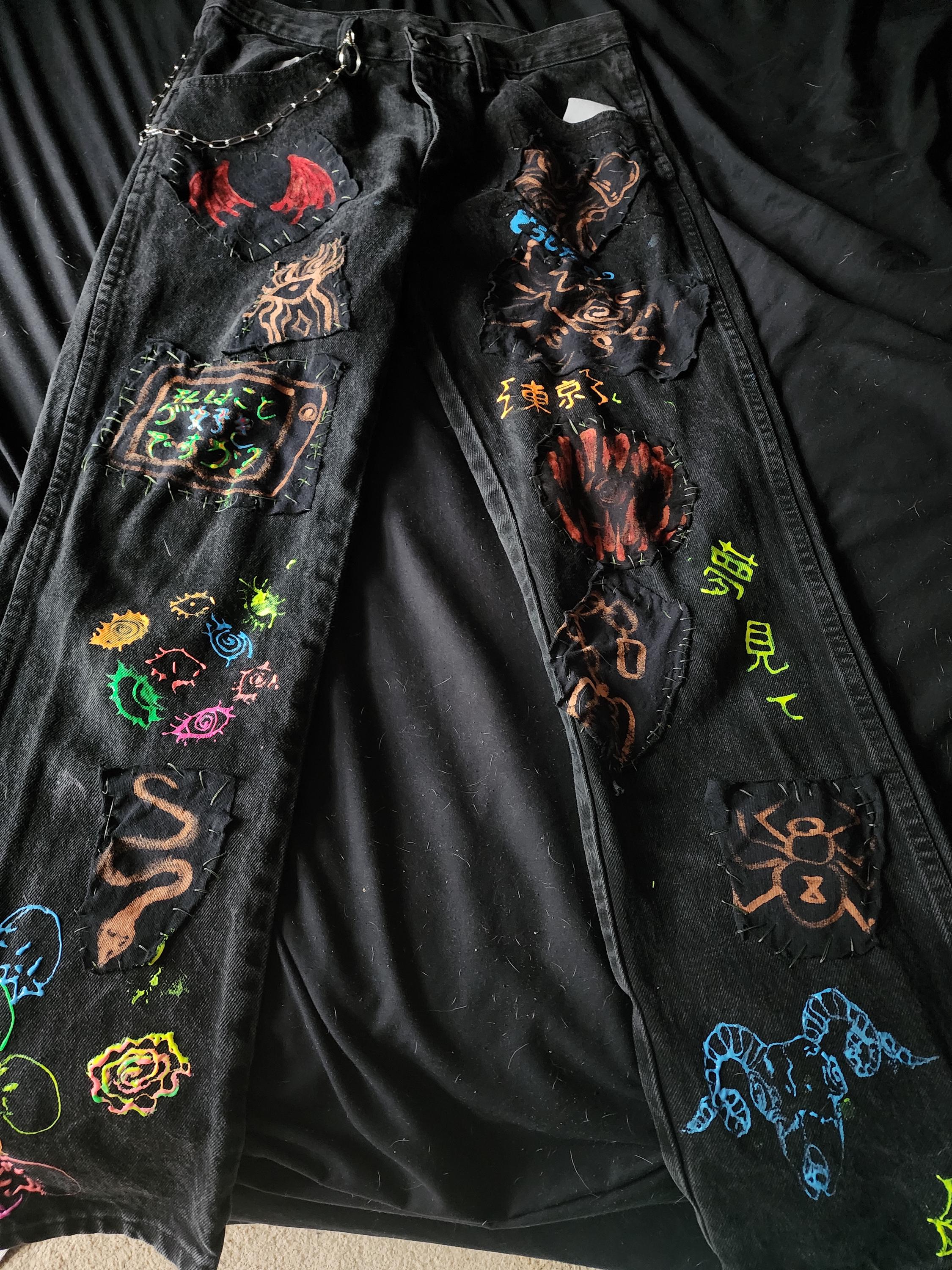 Alternative Jeans With Chain| Alternative Clothes| Handmade Jeans ...