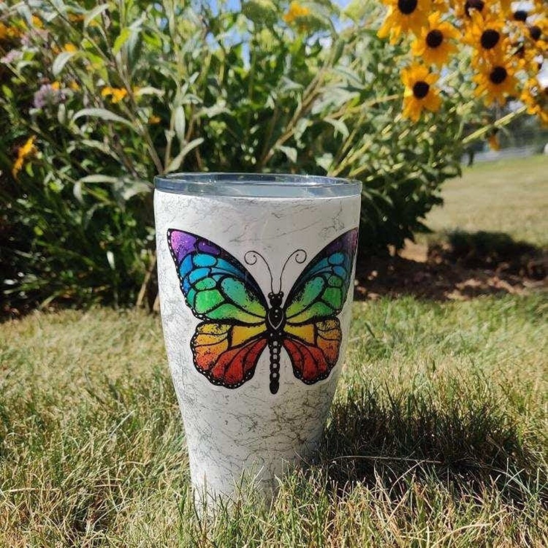 Float Flutter Fly Custom Made Marbleized Stainless Steel Tumbler W ...