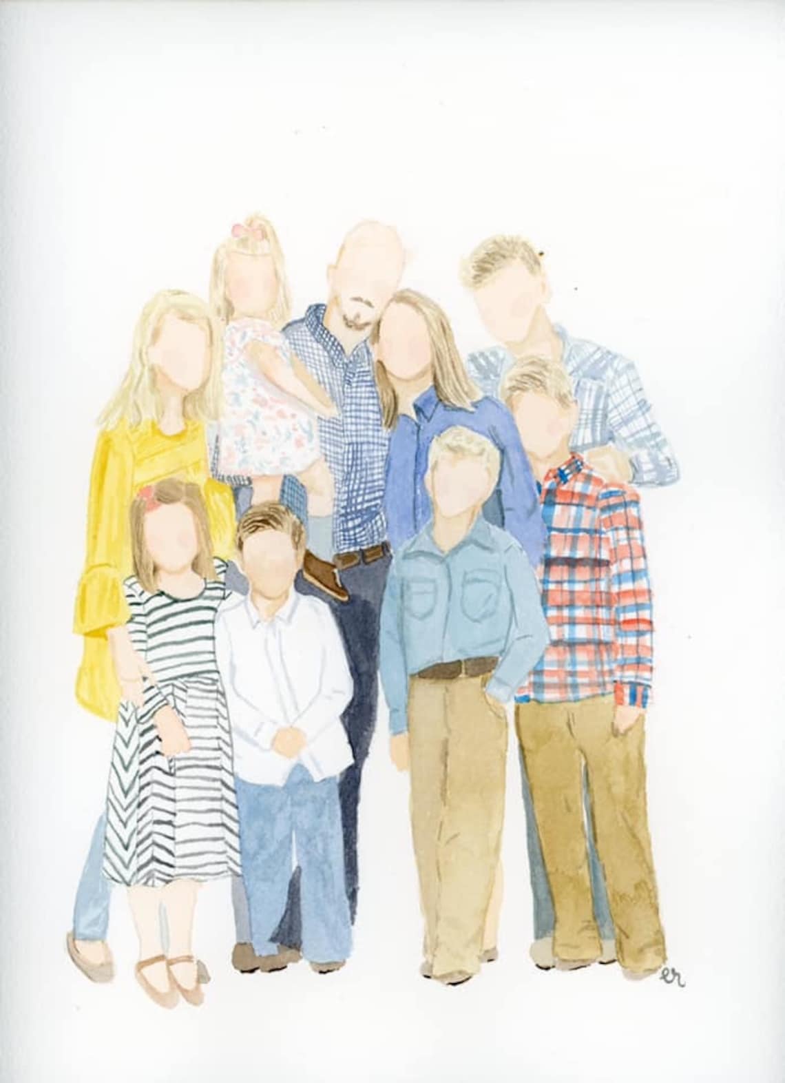 Abstract Watercolor Family Portrait Painting Couple Portrait Painting ...