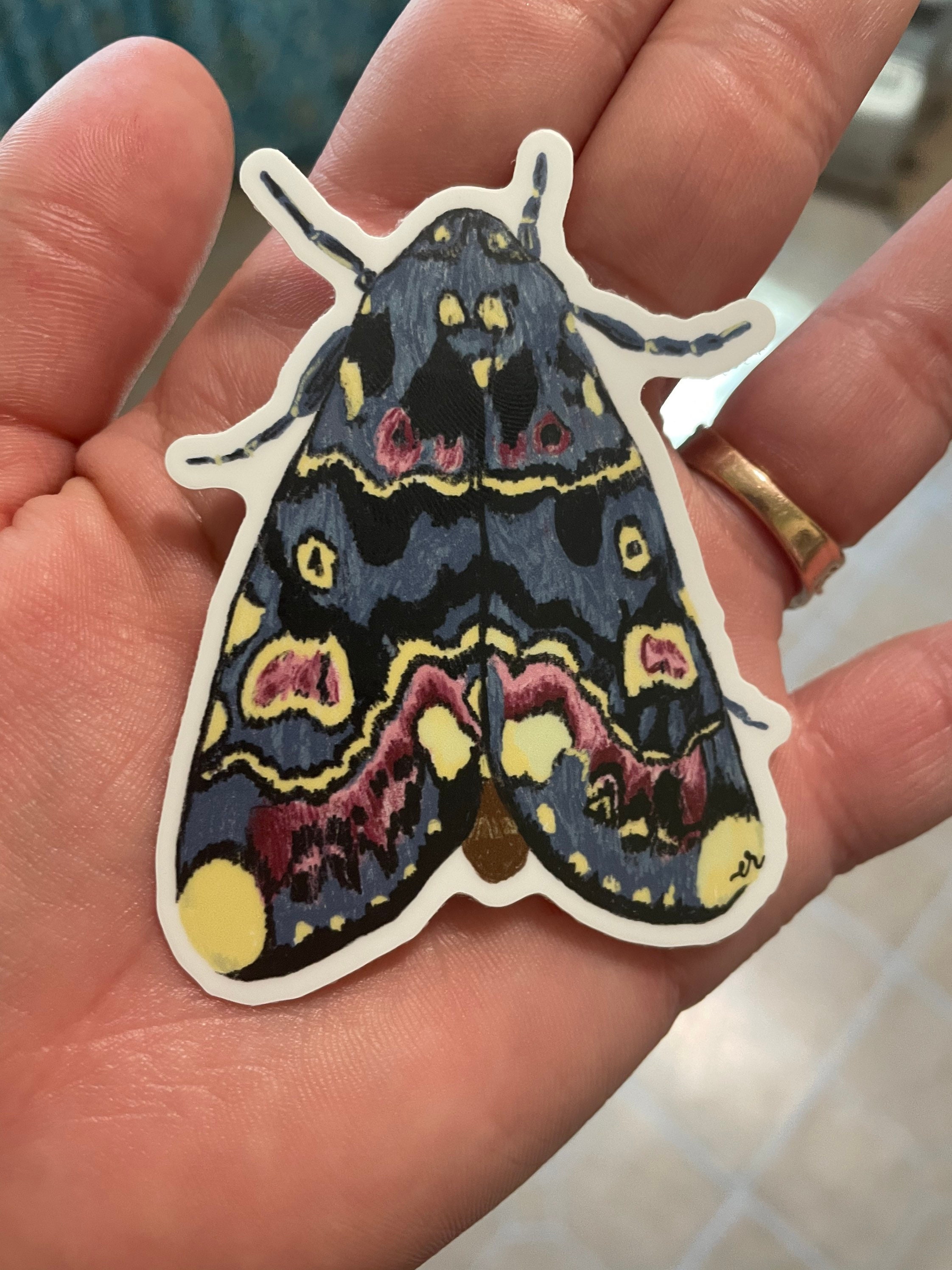 3” Fuzzy Moth Vinyl Sticker for Laptops Yeti Cup Water Bottle ...