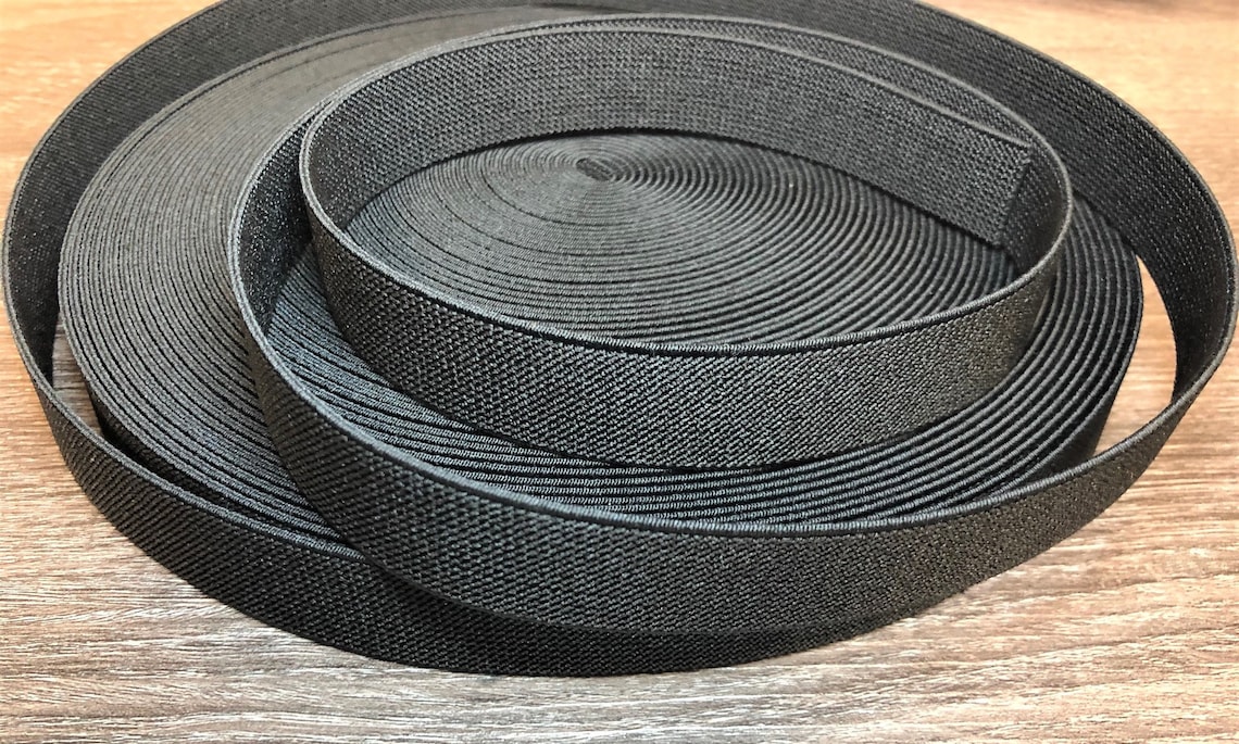 Solid Black Elastic Band 25mm wide 1 inch 1 Yard | Etsy