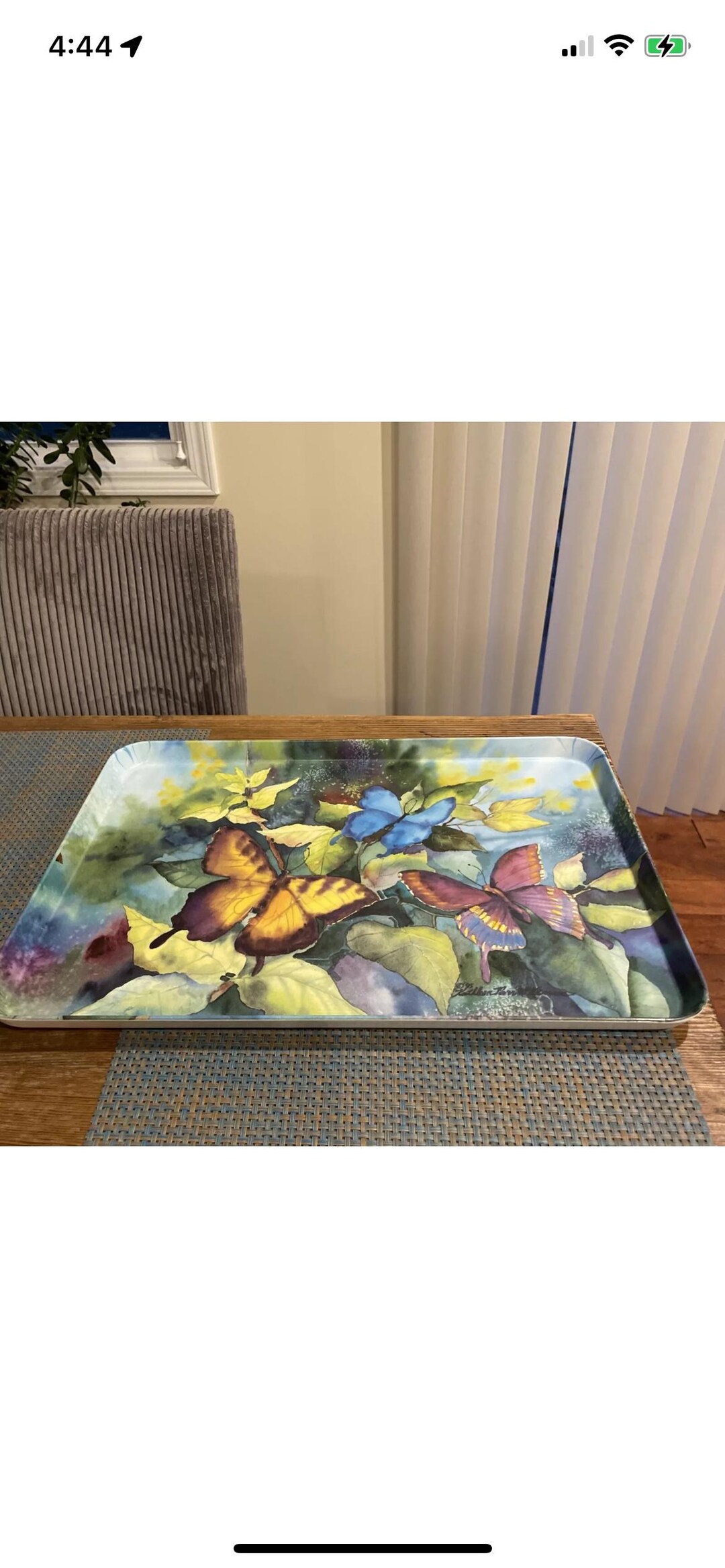 Vintage Butterfly Kathleen Parr MC Kenna Italy Monza Serving Tray 17.5 ...