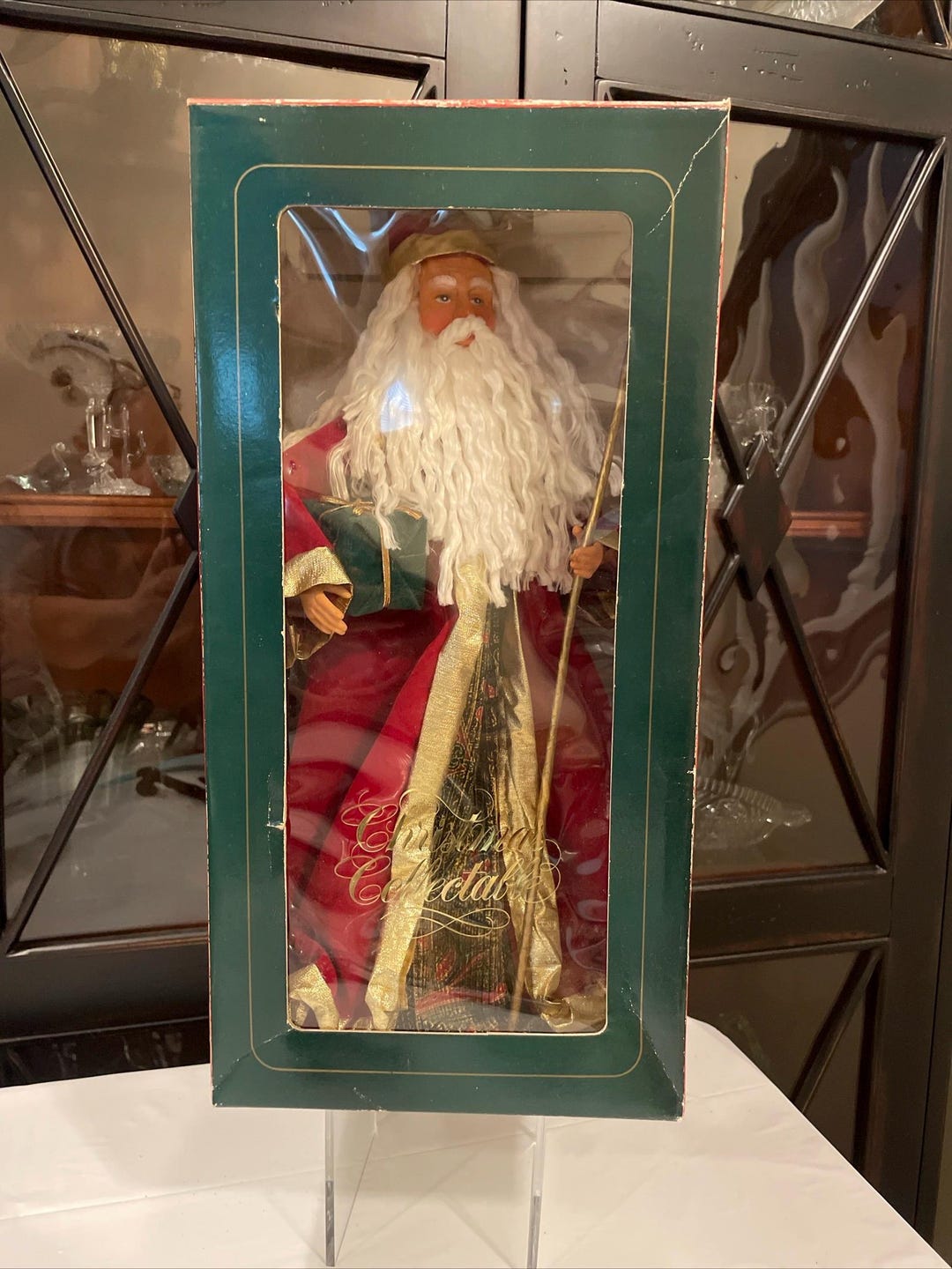 Vintage Tree Topper Santa Figurine Tall Tabletop Mantel Decorative St ...