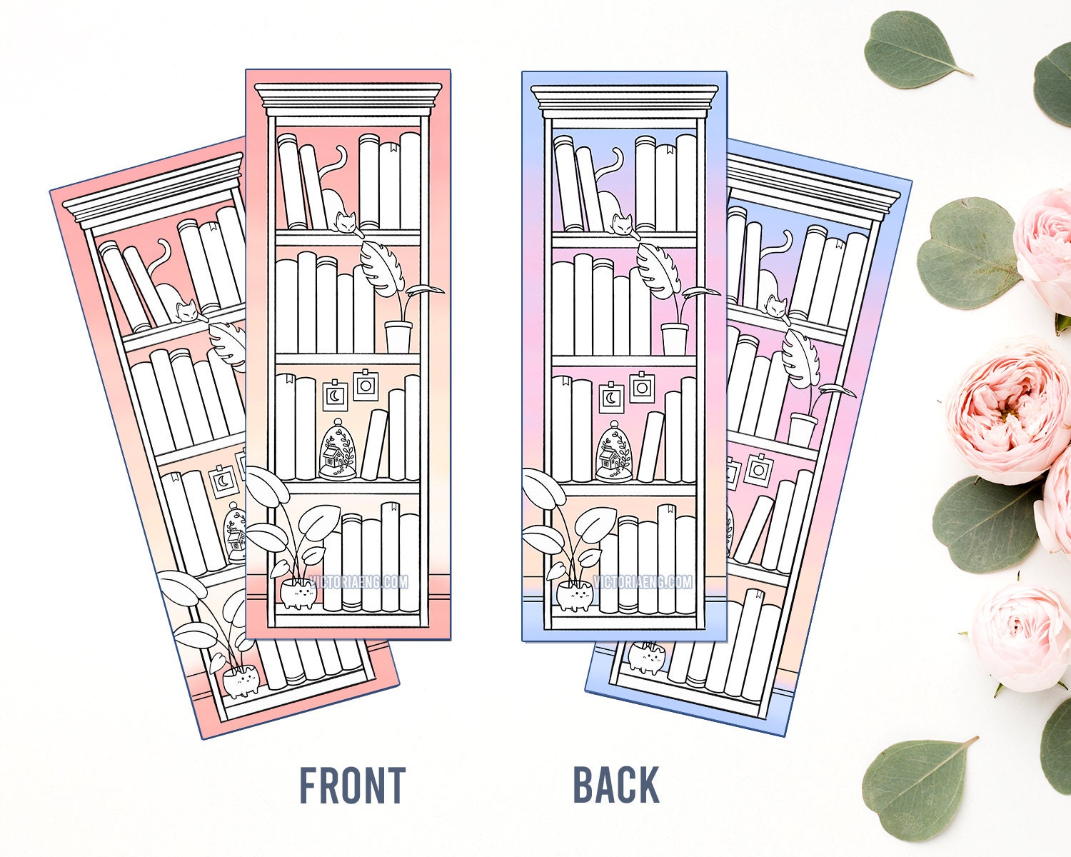 Bookcase Tracker Bookmark Coloring Bookmarks Sunrise Sunset - Etsy UK