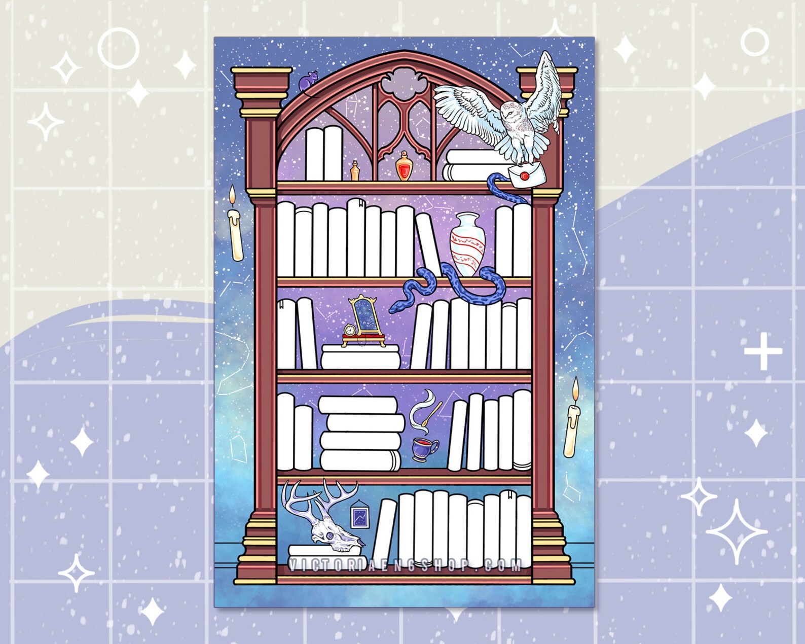 Magical Bookcase Tracker Print Book Tracker Bookmark Art - Etsy