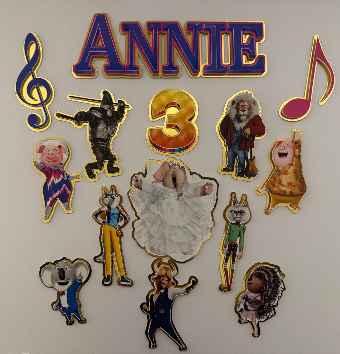 Sing Cake Topper | Music Theme Cake Topper | Singing Animals Birthday ...