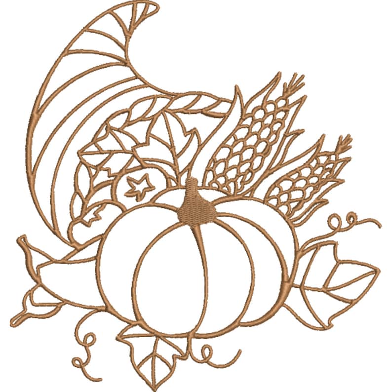 Cornucopia Embroidery Design - Etsy