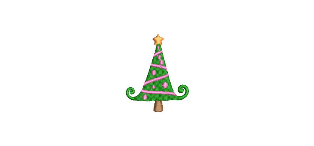 Curly Christmas Tree Embroidery Design - Etsy