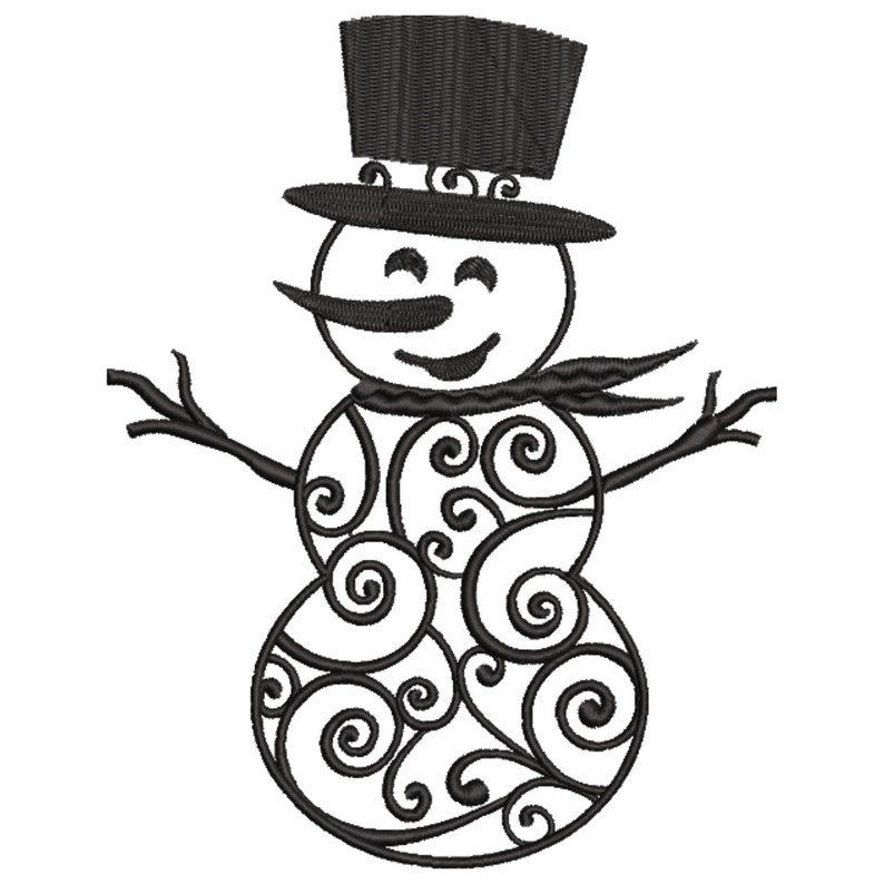 Swirly Snowman Embroidery Design - Etsy