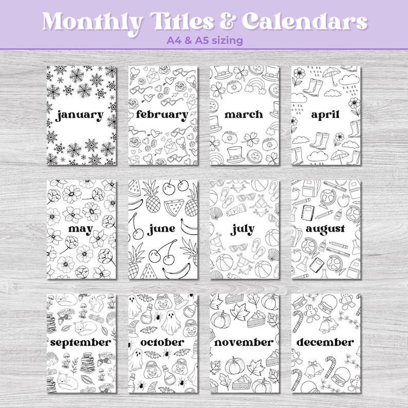 12-month Printable Journal Calendar - Undated, Reusable Planner | A4 ...