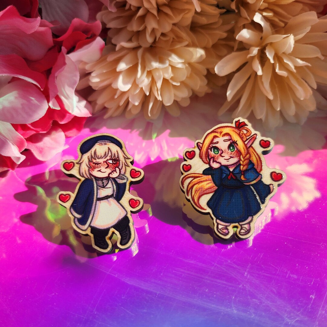 Dungeon Meshi Marcille and Farlyn Wooden Pins - Etsy