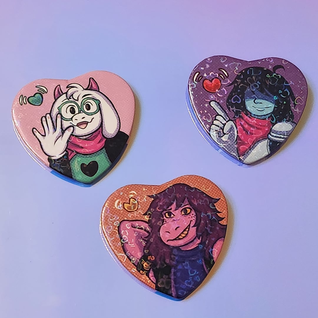 Deltarune Heart Shaped Laminated Buttons - Etsy