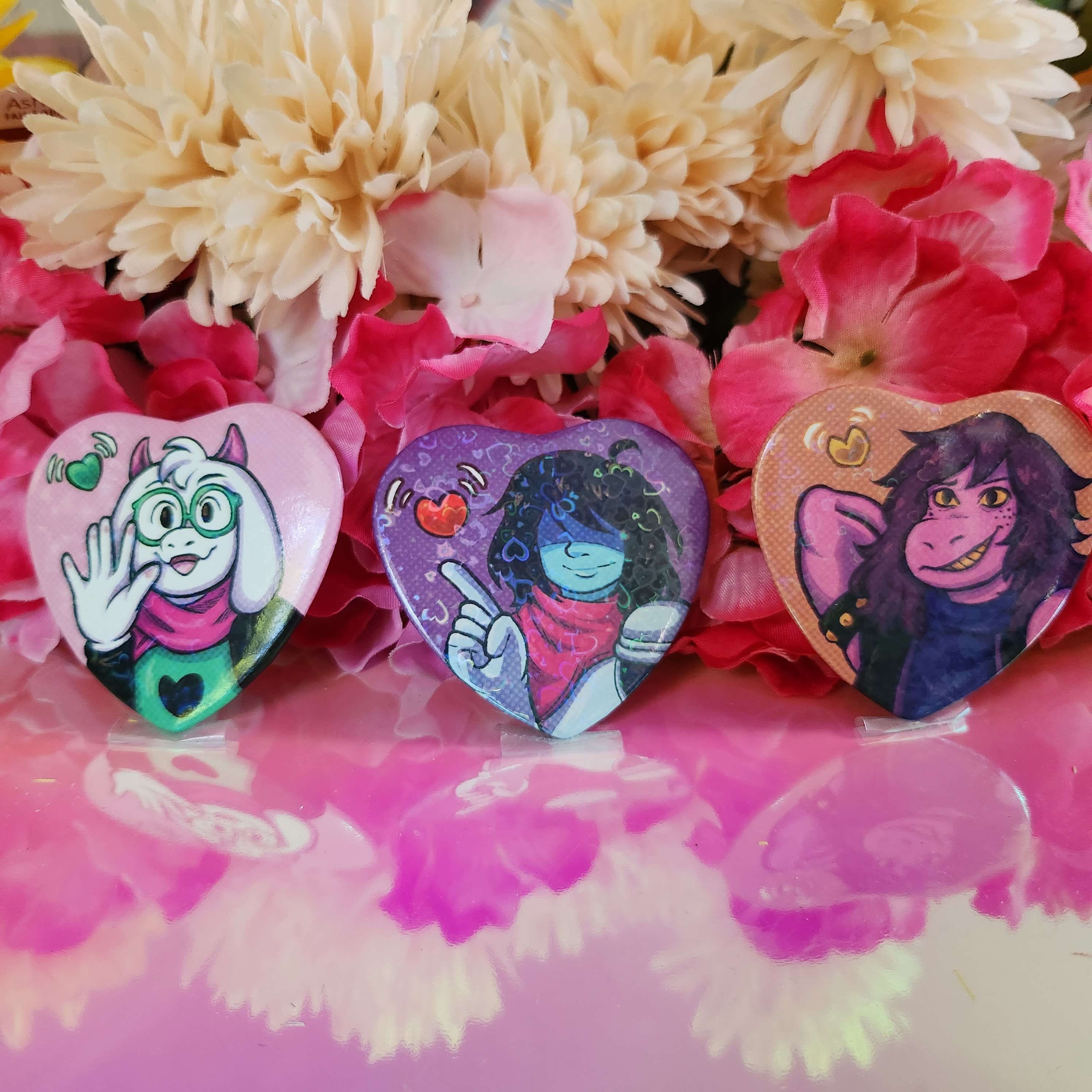 Deltarune Heart Shaped Laminated Buttons - Etsy