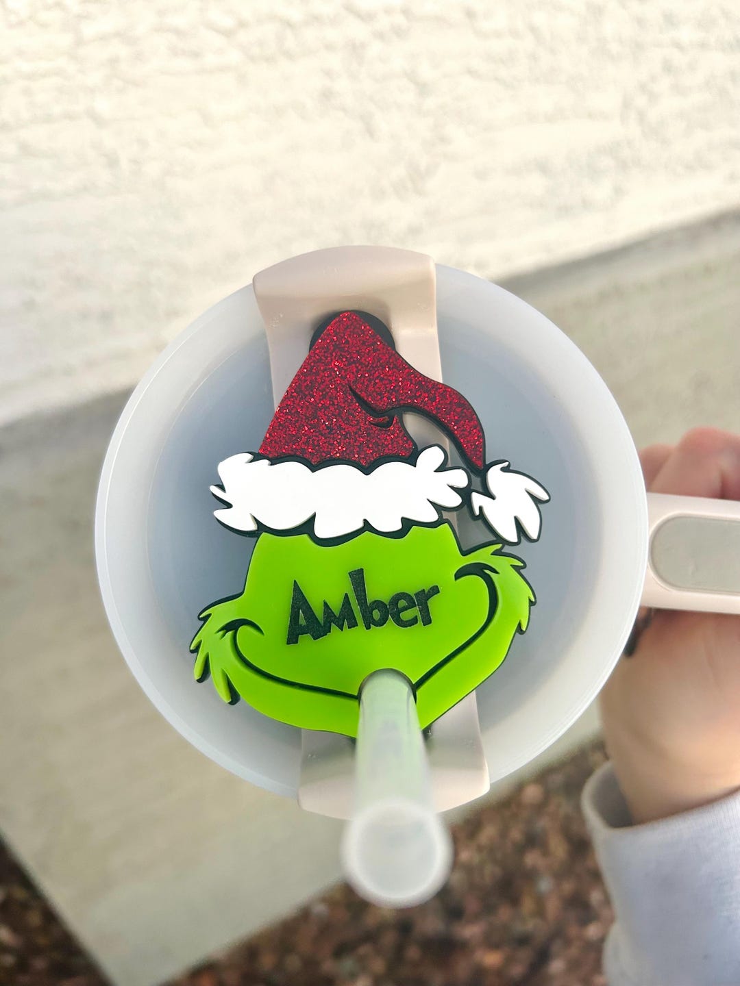 Grinch Stanley Name Plate / Personalized Stanley Topper / Christmas ...