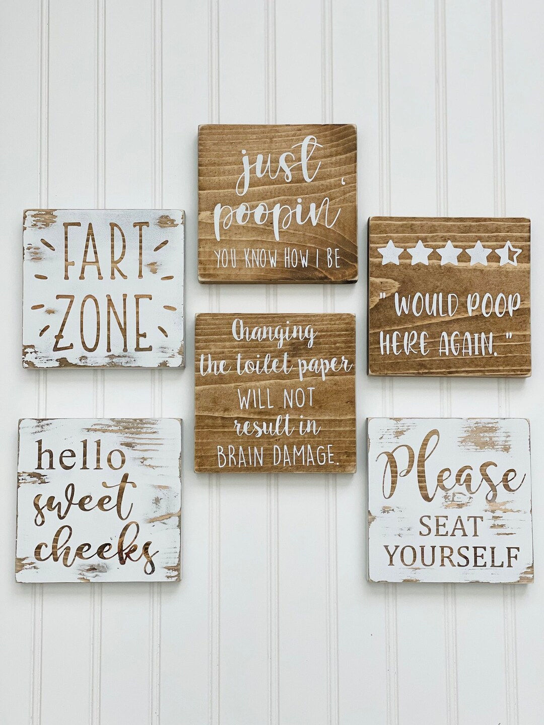 Mini Bathroom Signs Farmhouse Wood Signs Bathroom Shelf Decor Funny ...