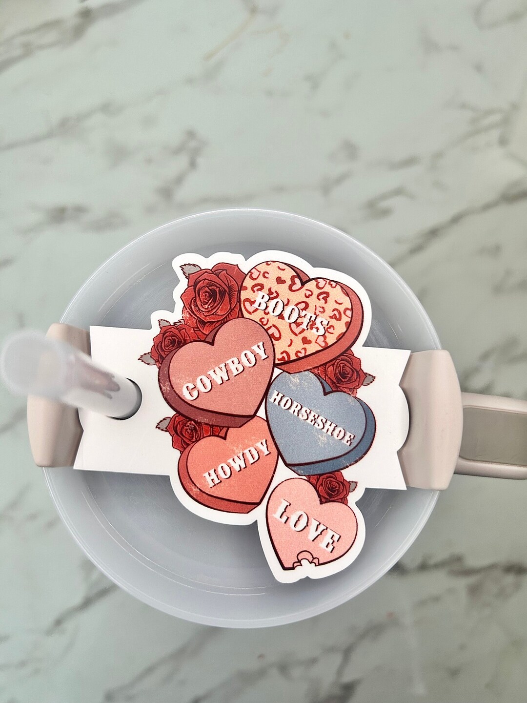 Western Cupid Hearts Cup Topper / Stanley Topper / Tumbler Topper - Etsy