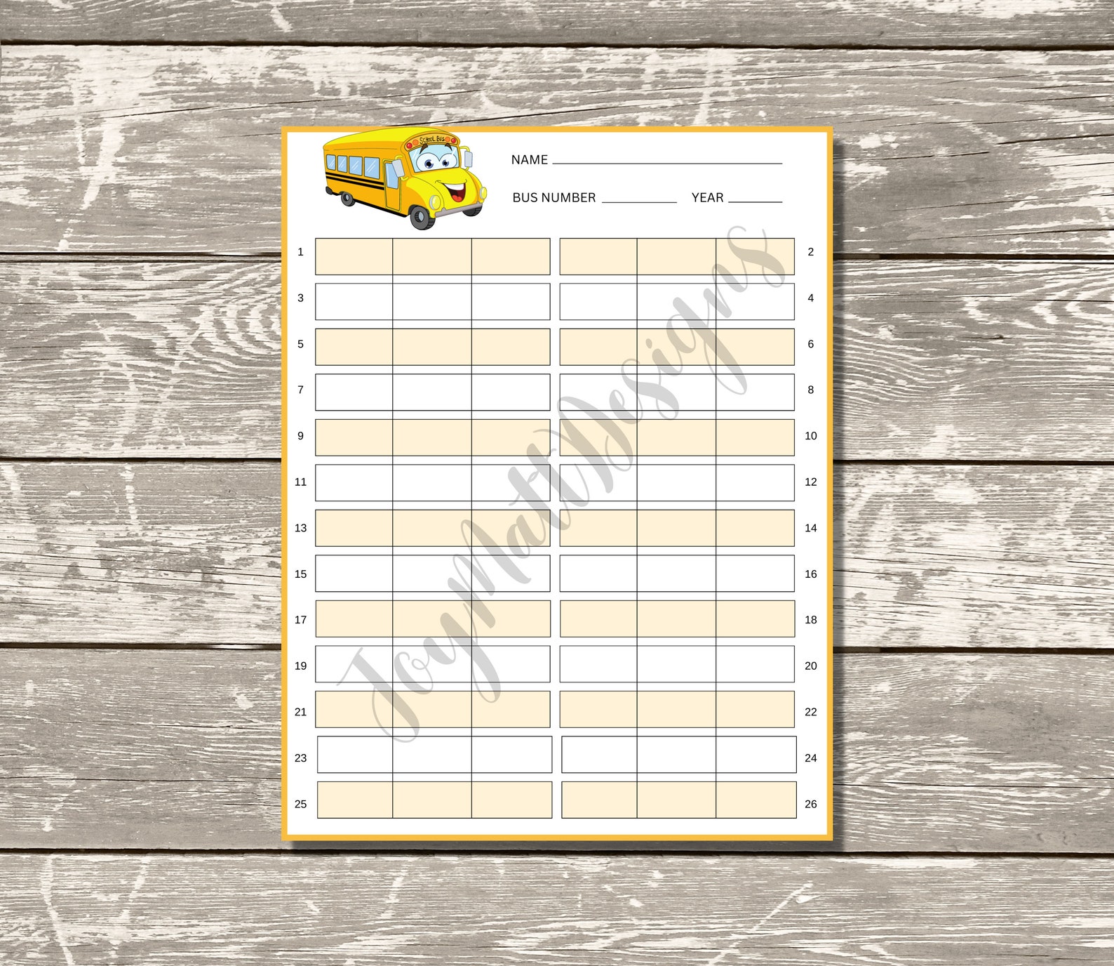School Bus Seating Chart, School Bus Drivers, Teacher Bus Chart, Back ...