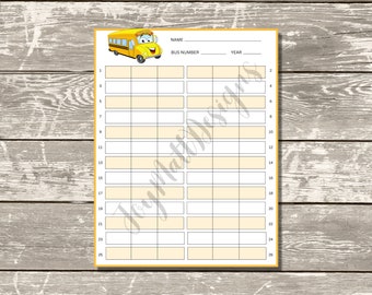 School Bus Seating Chart, School Bus Drivers, Teacher Bus Chart, Back ...