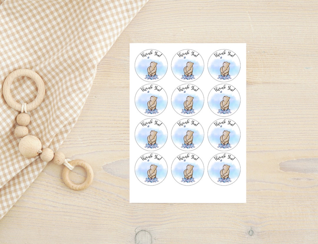 Classic Winnie the Pooh Baby Shower Stickers, Thank You Stickers, Thank ...