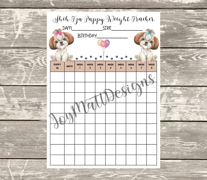 Shih Tzu Puppy Weight Tracker, Growth Charts, Puppy Weight Tracker ...