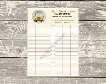School Bus Seating Chart, School Bus Drivers, Teacher Bus Chart, Back ...