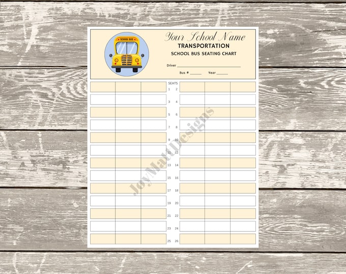 Personalized School Bus Seating Chart, School Bus Drivers, Teacher Bus ...
