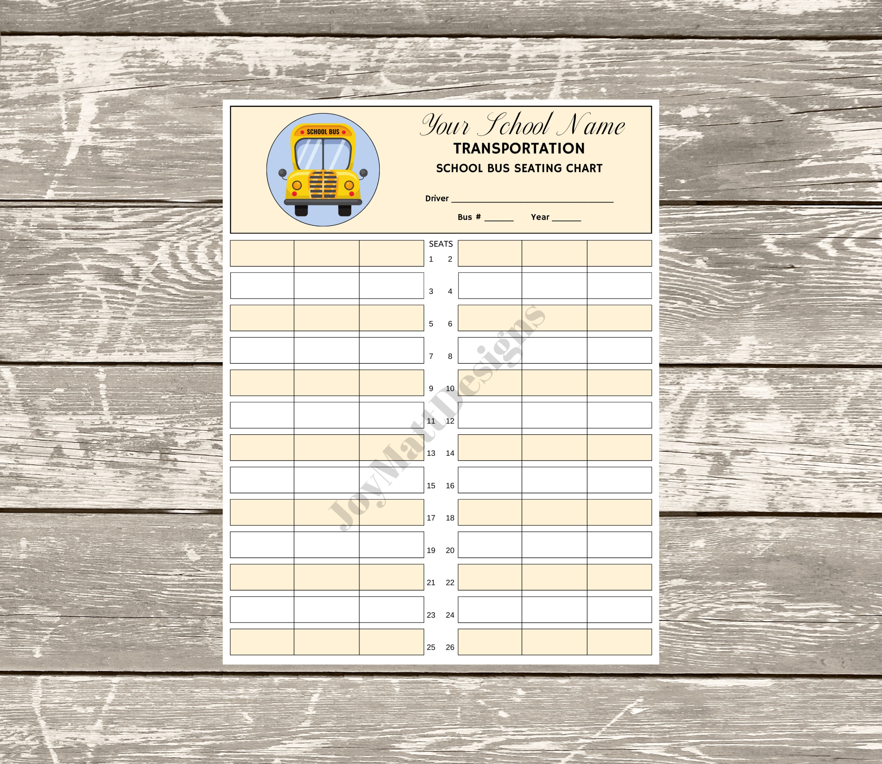 Personalized School Bus Seating Chart, School Bus Drivers, Teacher Bus ...