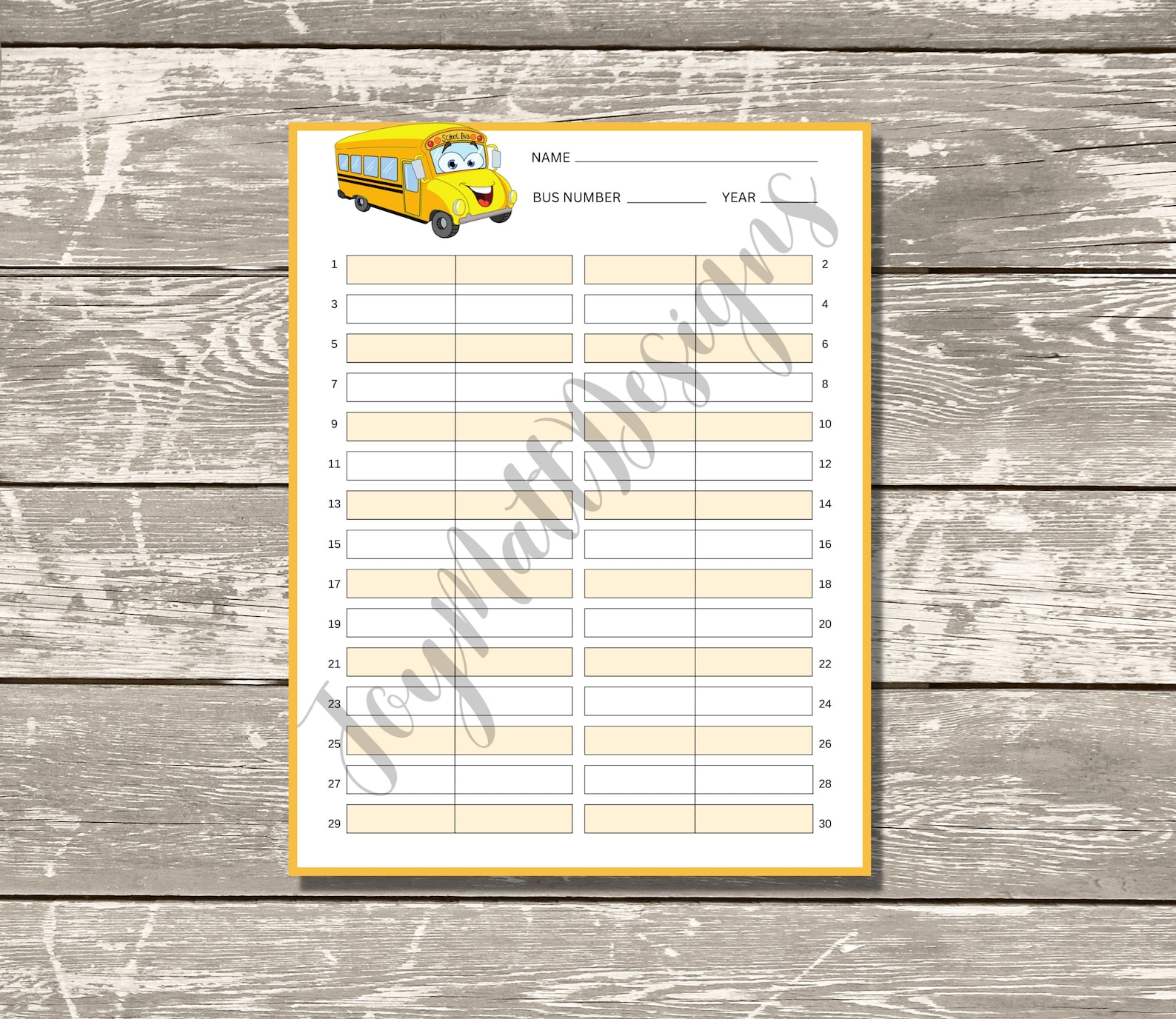 School Bus Seating Chart, School Bus Drivers, Teacher Bus Chart, Back ...