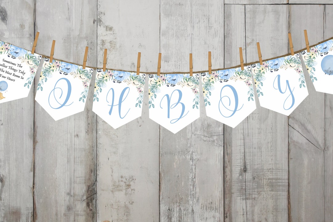 Watercolor Blue Winnie the Pooh Baby Shower Bunting Banner, Winnie the ...