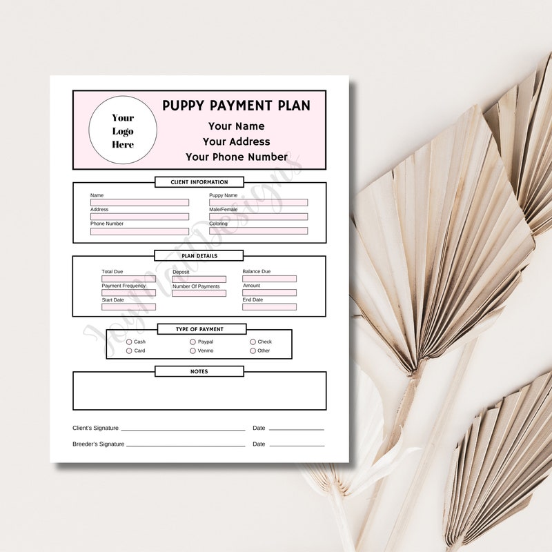 Puppy Payment Plan Contract - Etsy