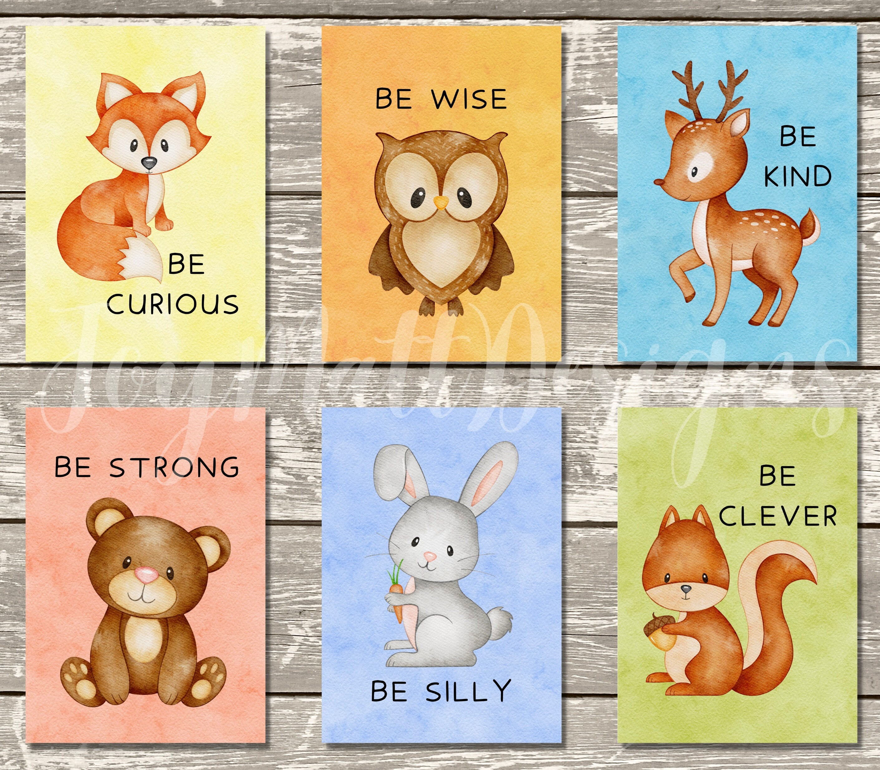 Gender Neutral Animal Nursery Prints Set of 6 Phrases - Etsy