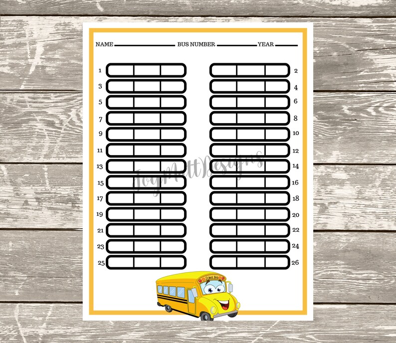 School Bus Seating Chart School Bus Drivers Teacher Bus - Etsy