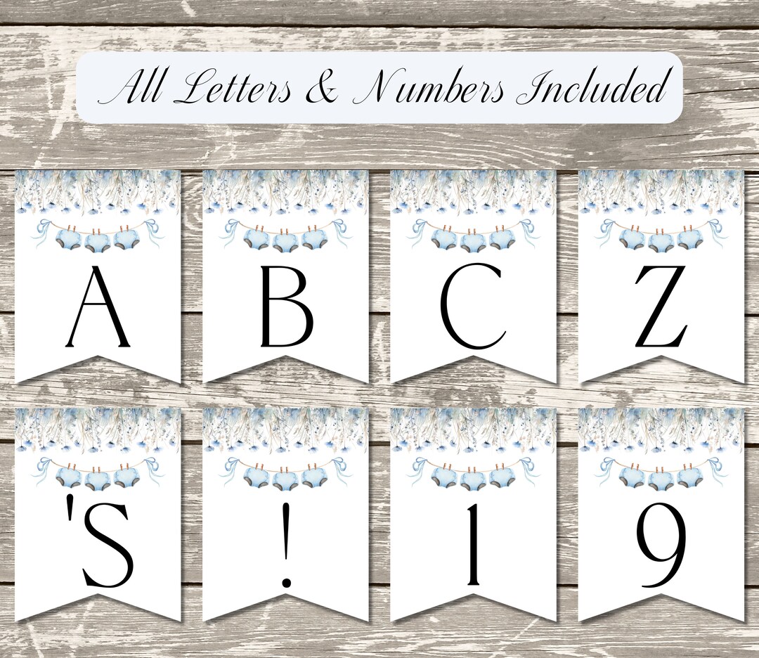 Dusty Blue Floral Watercolor Diapers & Wipes Baby Shower Banner ...