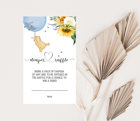 Diaper Raffle Watercolor Sunflower Classic Winnie the Pooh | Etsy