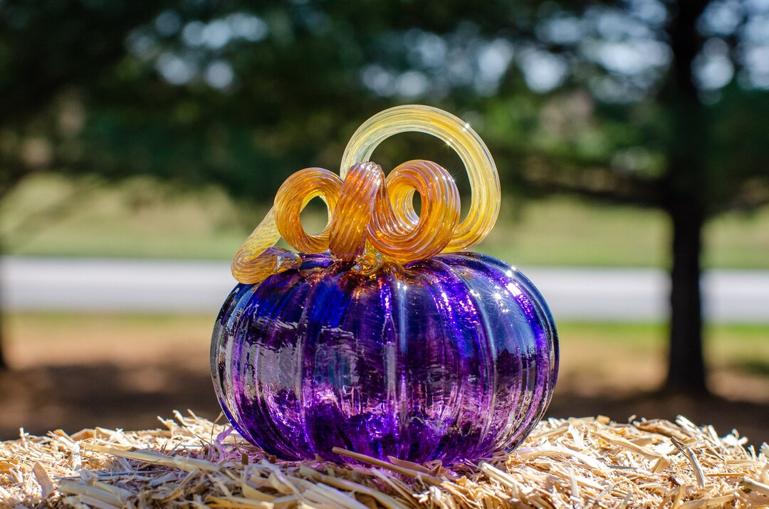Purple and Gold Glass Pumpkin - Etsy