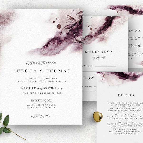 Mauve Wedding Invitation - Etsy