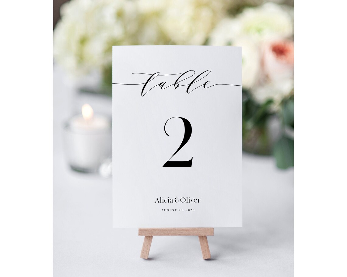 Elegant Wedding Table Numbers Printable Wedding Table Number | Etsy