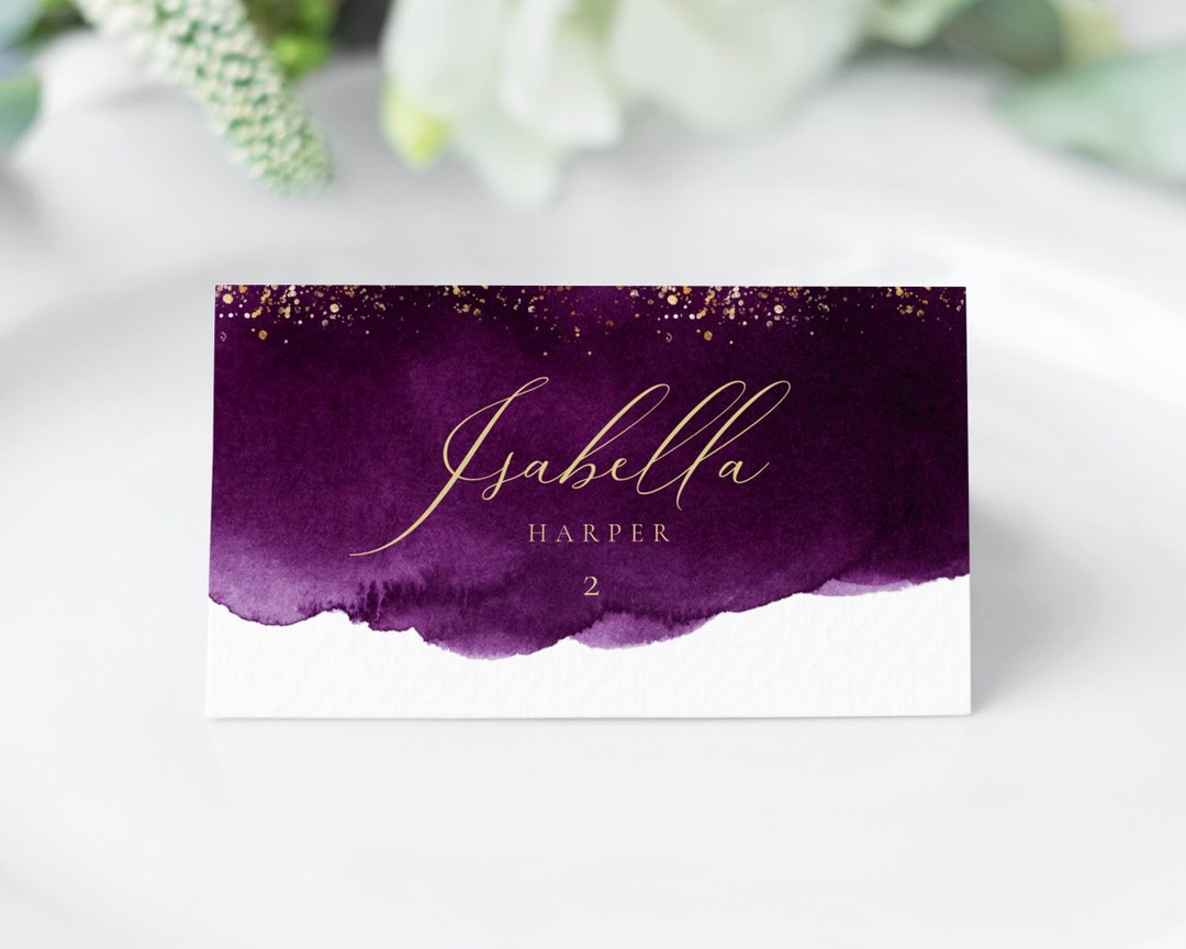 Plum Wedding Place Names Template Printable Folded Wedding Etsy Plum Wedding Place Names Template Printable Folded Wedding Etsy