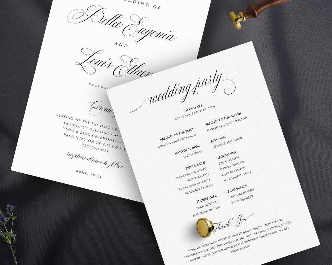 Printable Wedding Ceremony Program Template Wedding Program | Etsy