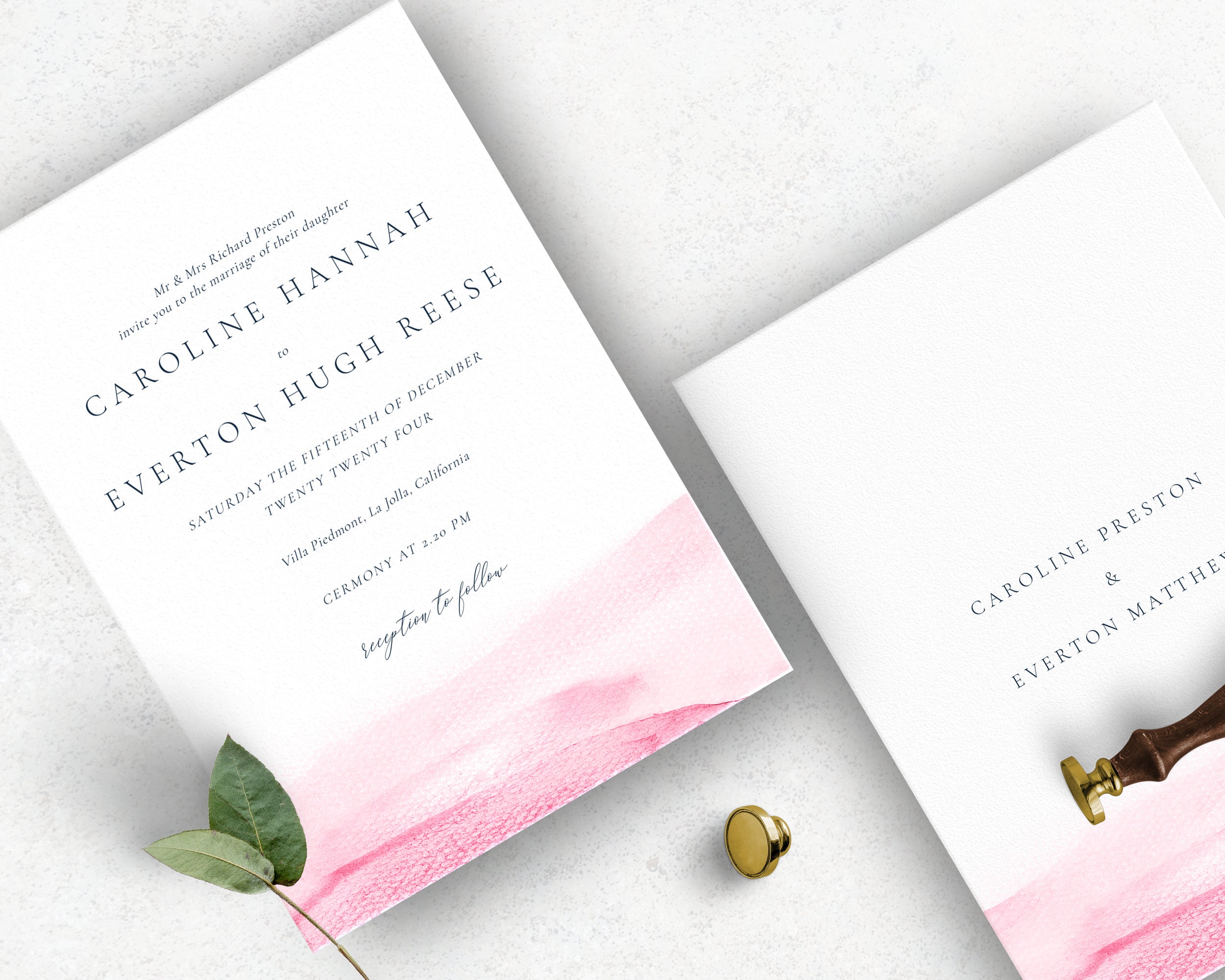 Baby Pink Wedding Invitation Set Printable Invitation Bundle - Etsy