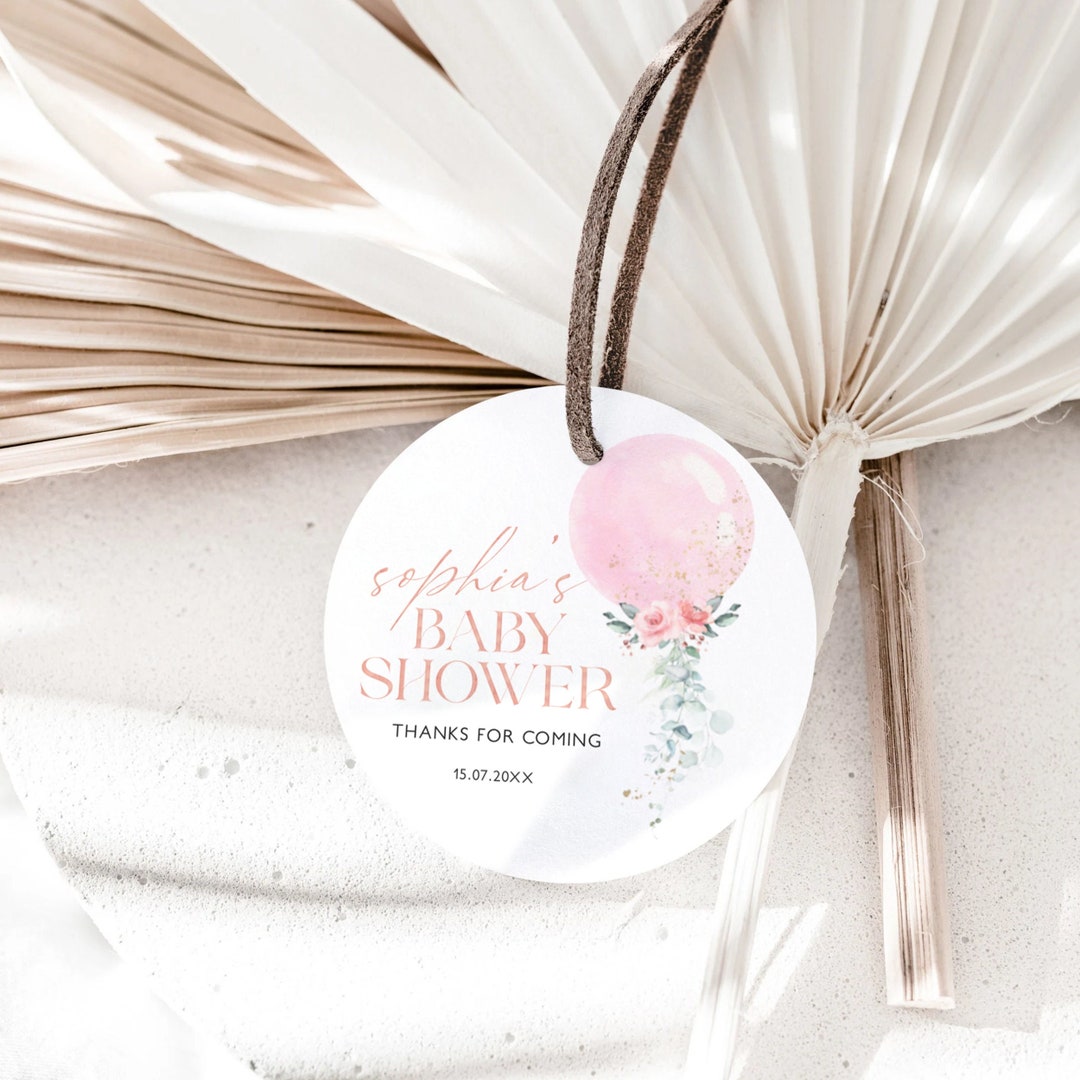 Pink Baby Shower Favor Tags, Printable Girl Pink/white Favour Tag, Pink ...